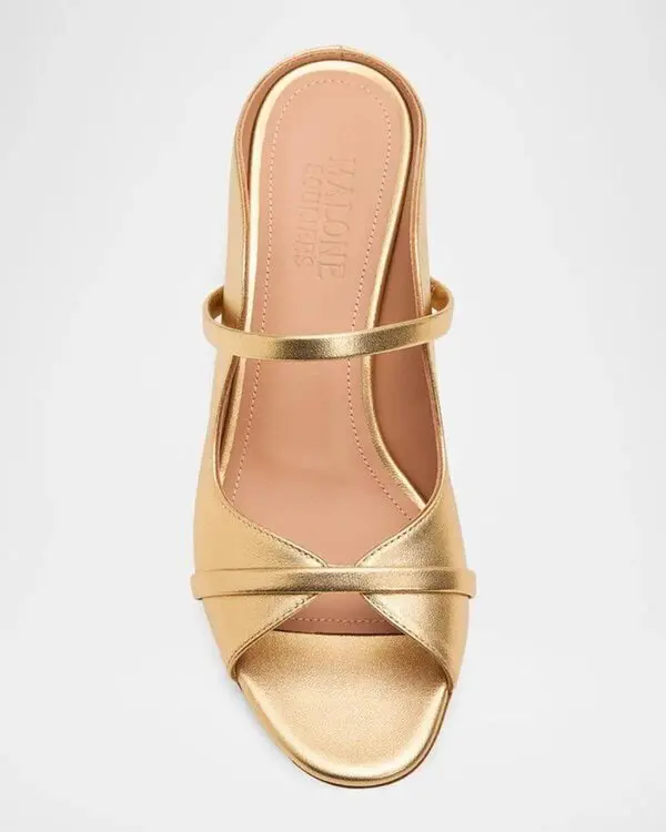 MALONE SOULIERS 45mm Norah Metallic Leather Mule Sandals