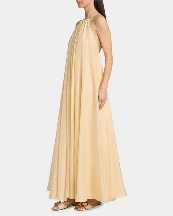 Zimmermann Aster Gathered Bead Silk Maxi Dress