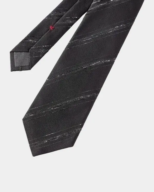 Brunello Cucinelli Apos;s Slubbed Stripe Silk And Cotton Tie