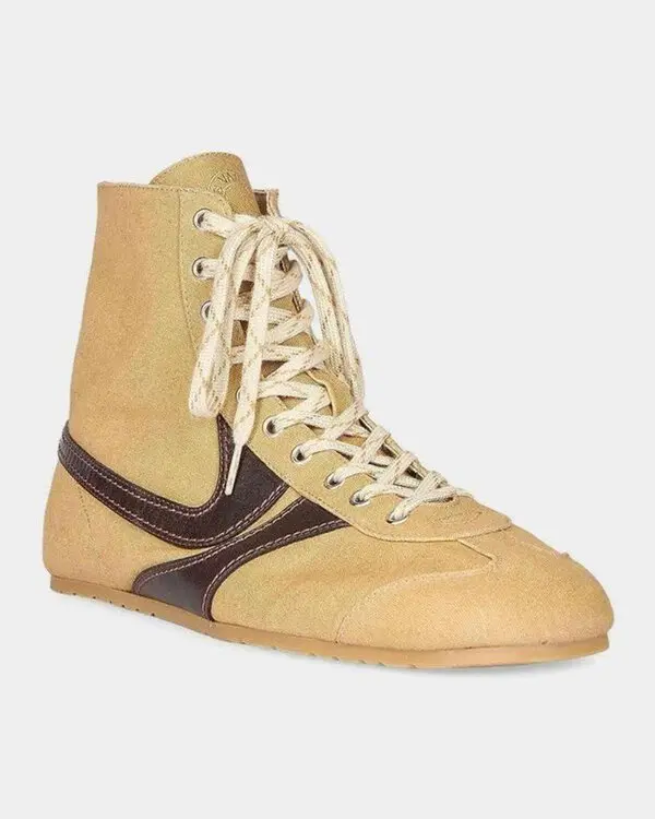 Dries Van Noten Contrast Leather-striped High-top Sneakers