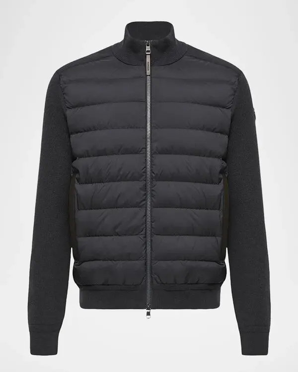 Moncler Apos;s Padded Crepe Cotton Full-zip Cardigan