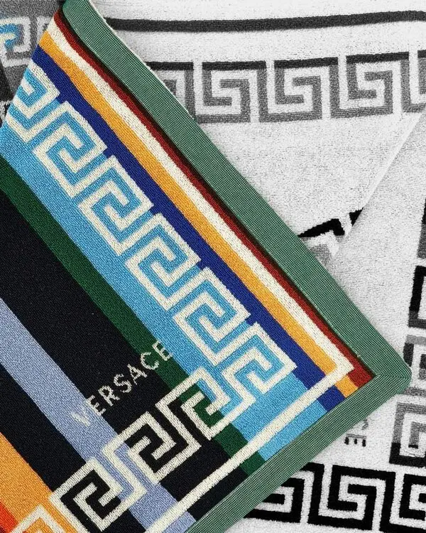 Versace Apos;s Multicolor Stripe La Greca Beach Towel