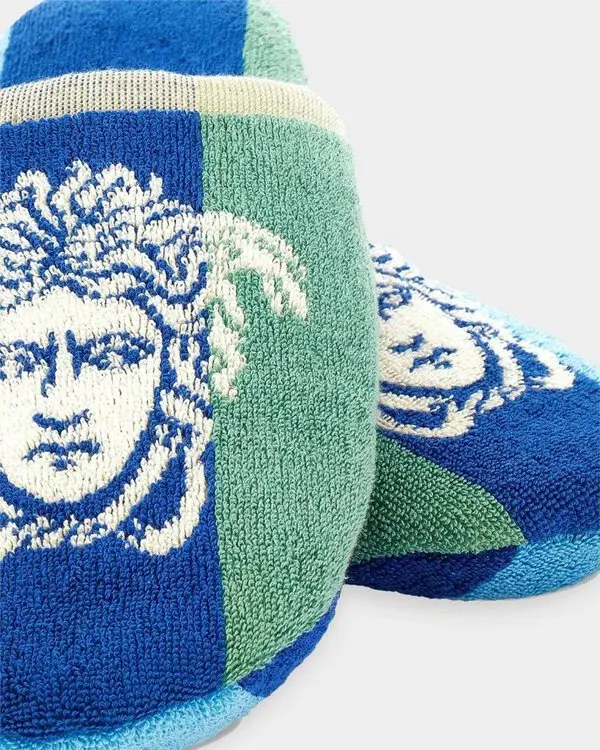 Versace Apos;s Medusa Stripe Jersey Slippers