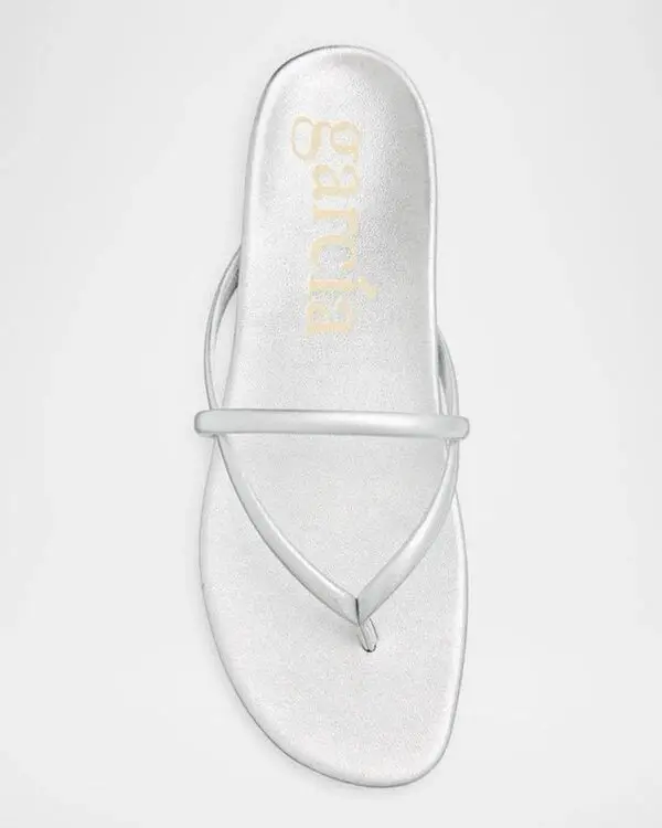 PEDRO GARCIA Belany Metallic Leather Flat Slide Sandals
