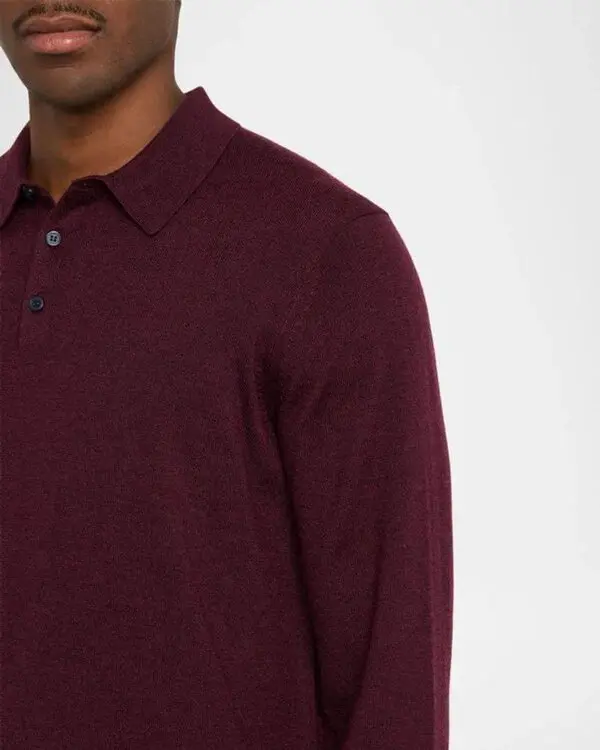 Simkhai Apos;s Reynolds Wool Long-sleeve Polo Shirt - Fig