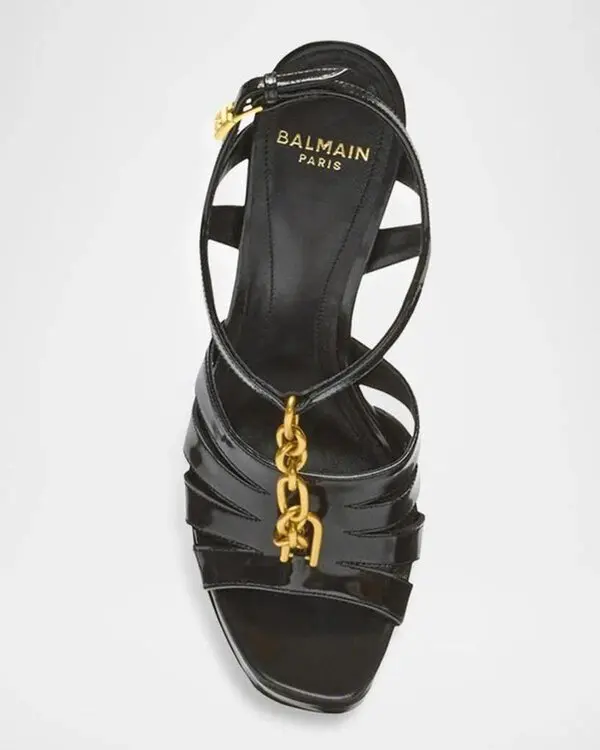 Balmain 125mm Sync Velvet Platform Sandals - Black