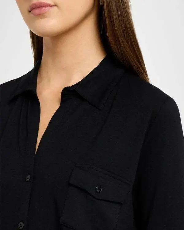 Majestic Filatures Soft Touch Elbow-sleeve Shirt - Noir