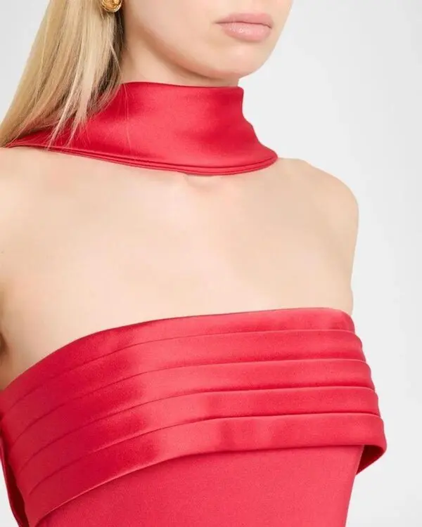 Badgley Mischka Strapless Crepe A-line Evening Gown
