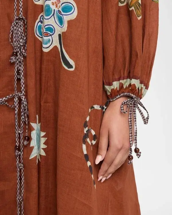 ALEMAIS Laurence Tie-front Maxi Dress - Rust