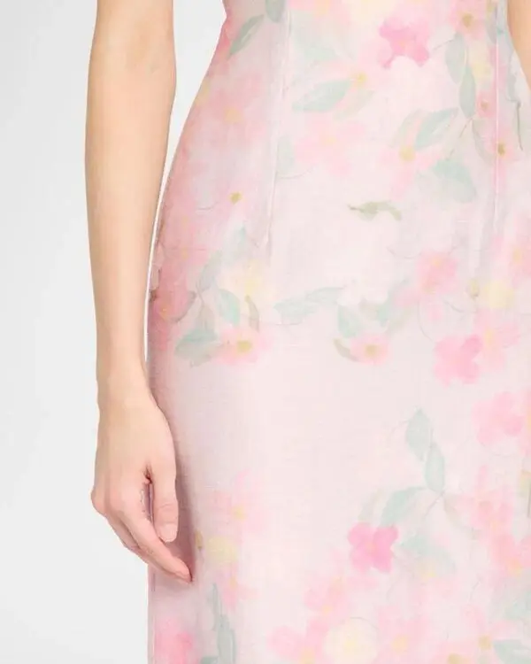 Bernadette Elora Strapless Floral Linen Maxi Dress