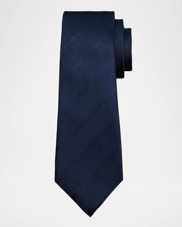 Kiton Apos;s Tonal Stripe Silk 7-fold Tie
