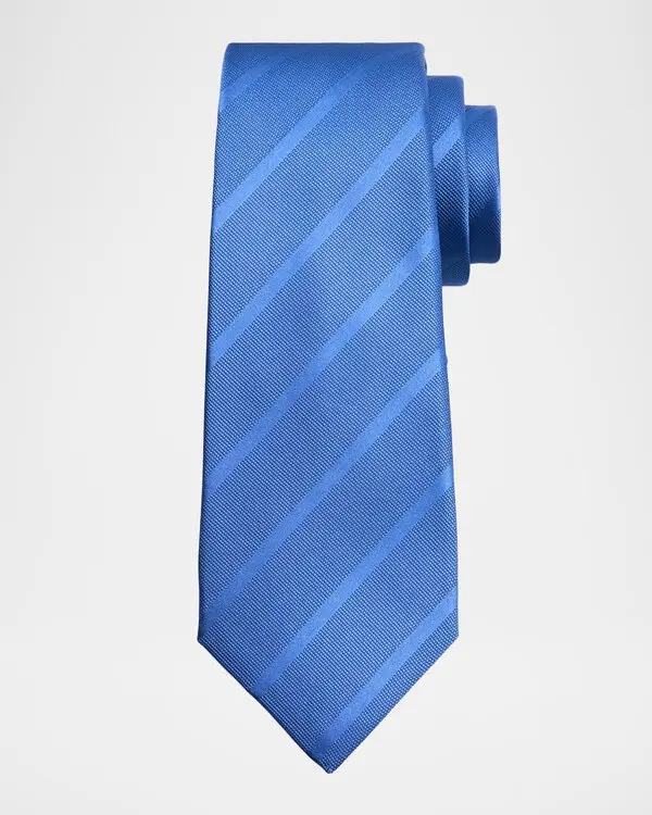 Kiton Apos;s Diagonal Stripe Jacquard Silk 7-fold Tie