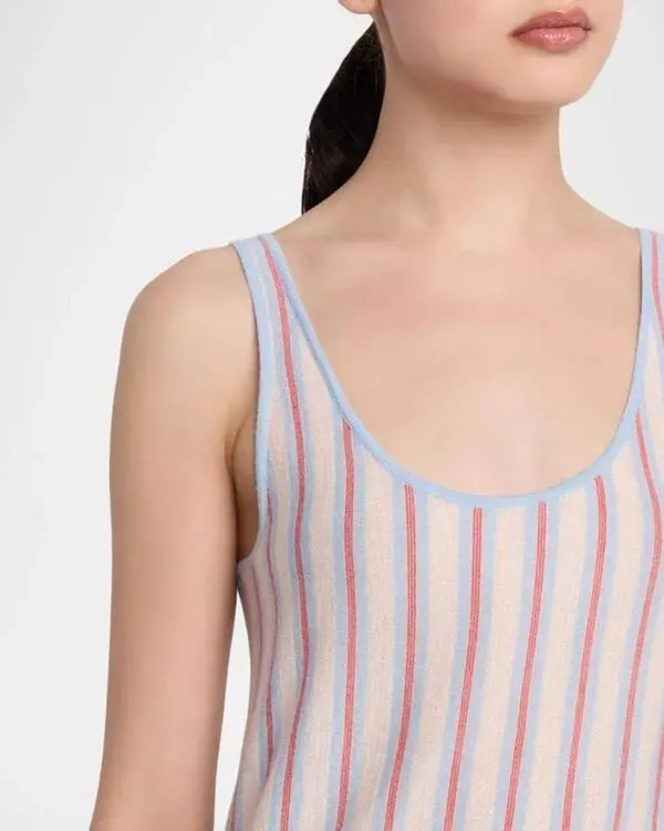 Guest In Residence Fine Stripe Cashmere Tank Top