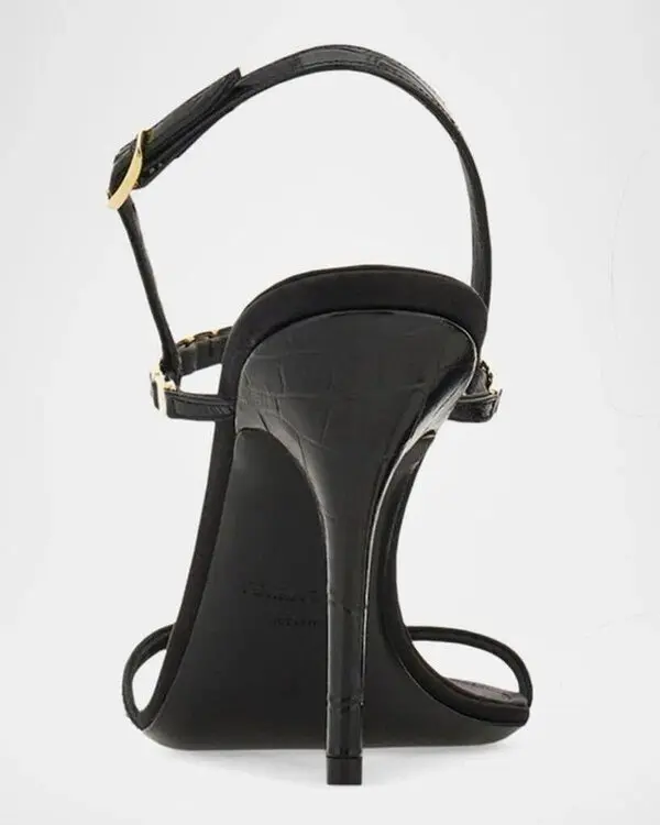 FERRAGAMO 95mm Estea Gancini Leather Sandals