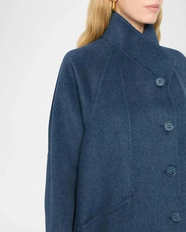 Emporio Armani Oversized Button-front Coat - Solid Blue