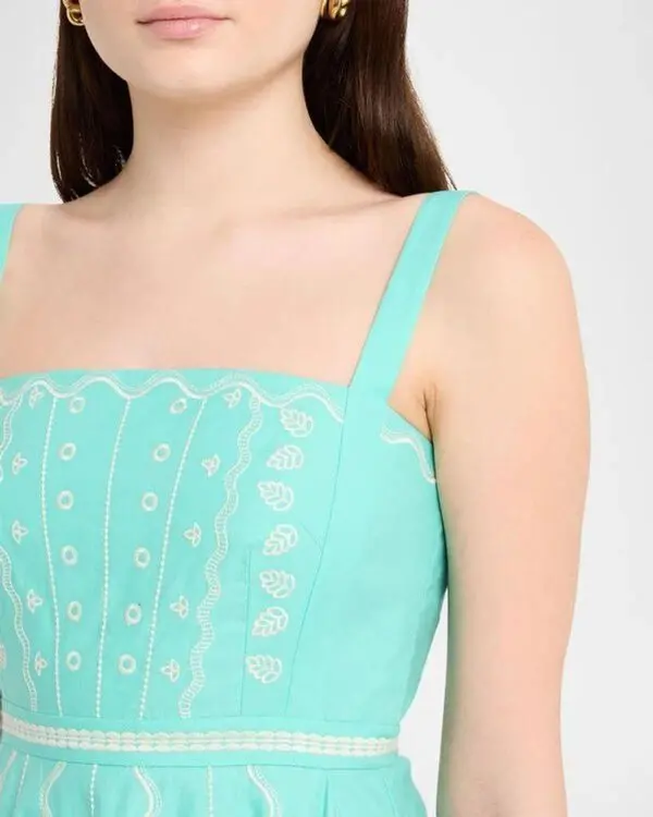 Saloni Aurora B Embroidered Midi Dress