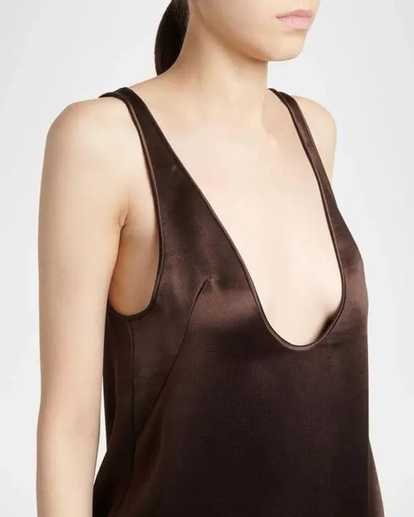 TOM FORD Plunging Scoop-neck Silk Tank Top