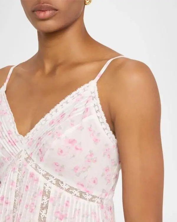 LoveShackFancy Elsette Floral Lace-trim Peplum Tank Top