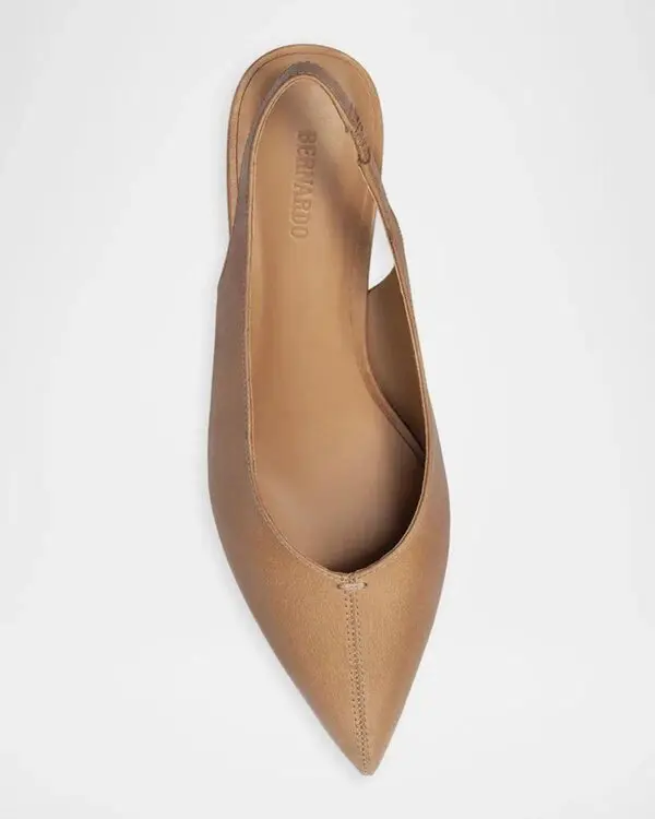 Bernardo 50mm Maude Leather Slingback Pumps - Dune