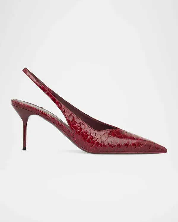 Paris Texas Lidia 70mm Leather Slingback Pumps - Deep Red