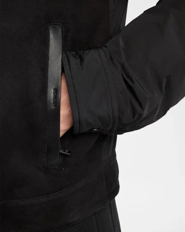 Moncler Apos;s Hybrid Suede Shearling-collar Aviator Jacket