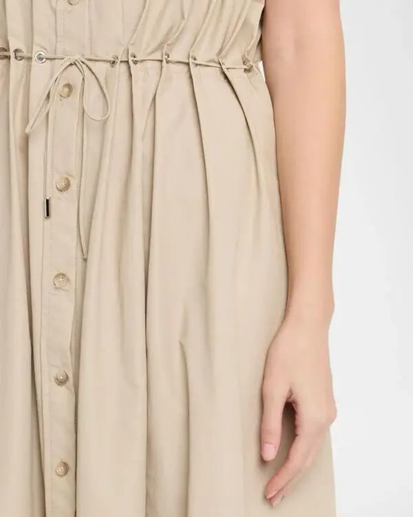 Brandon Maxwell Blake Cap-sleeve Drawstring Midi Shirtdress