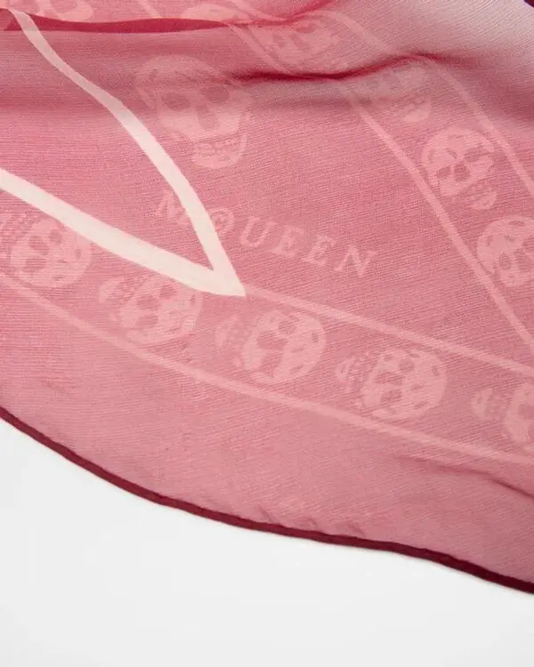 Alexander McQueen Star Skull-print Silk Scarf - Raspberry/