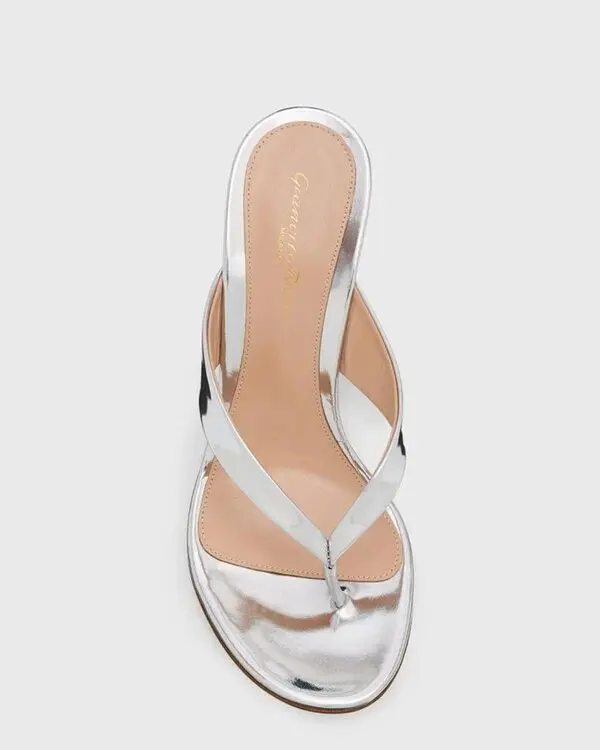 GIANVITO ROSSI 70mm Metallic Leather Thong Sandals