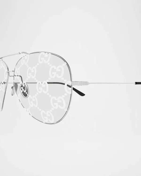 Gucci Guccissima 65mm Metal Pilot Sunglasses - Silver