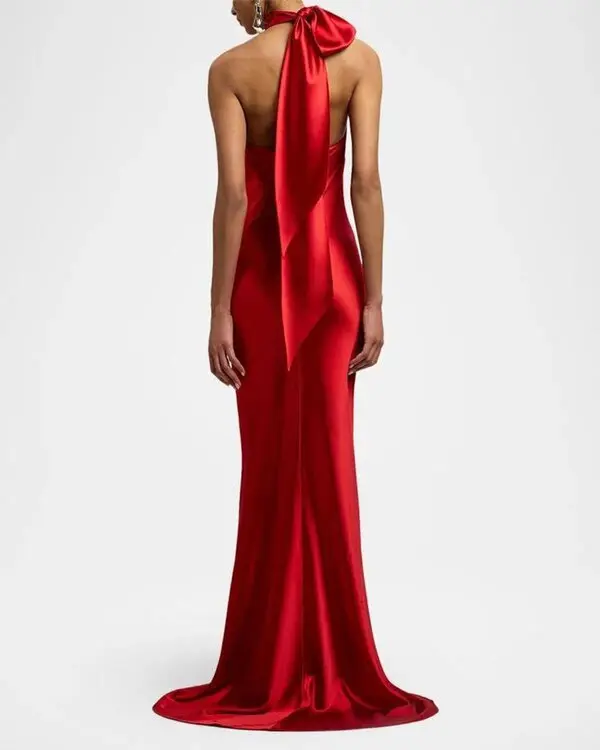Ralph Lauren Chilton Stretch Satin Evening Dress