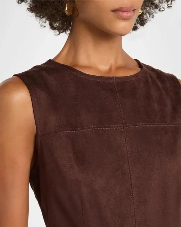 MILLY Frankie Sleeveless Sueded Midi Dress