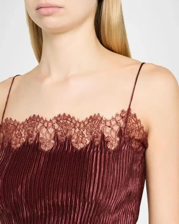FFORME Lumie Lace-trim Plisse Midi Slip Dress - Deepborde
