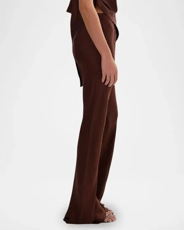 LAMARQUE Emile Straight-leg Satin Pants - Brown