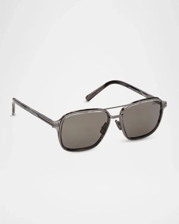 Zegna Apos;s Ez0321 Polarized Metal Navigator Sunglasses