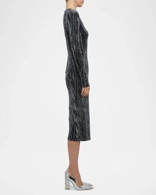 Prabal Gurung Long Sleeve Velvet Midi Tube Dress