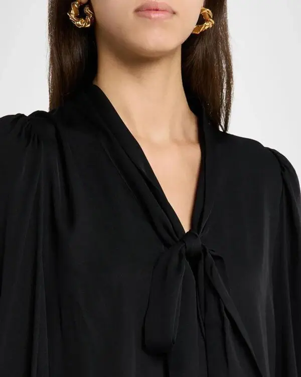 Kobi Halperin Selena Stretch-silk Tieneck Blouse - Black
