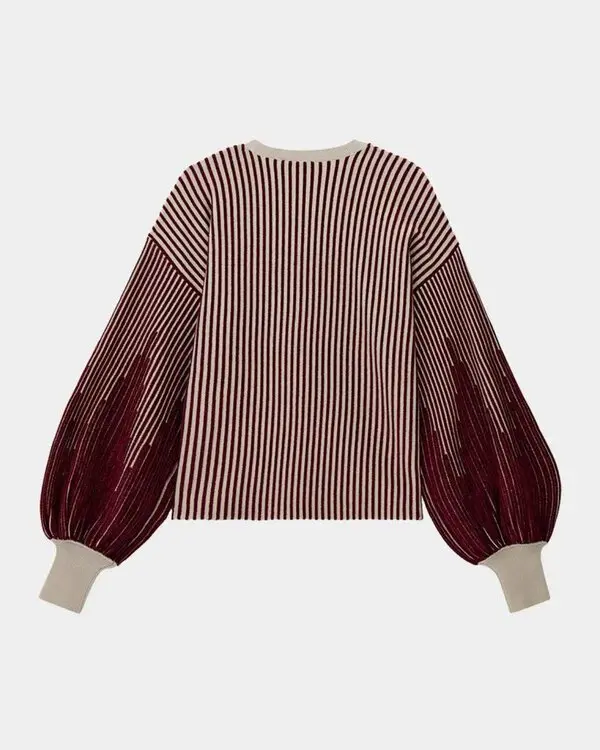 Emporio Armani Striped Drop-shoulder Crewneck Sweater - Solid Dark