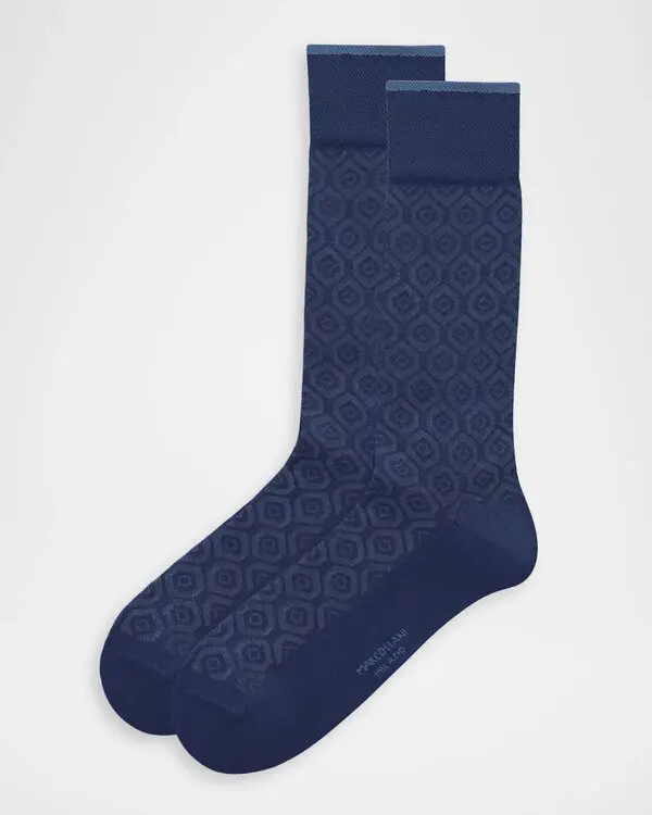 Marcoliani Apos;s Vintage Hexagon Crew Socks - Navy