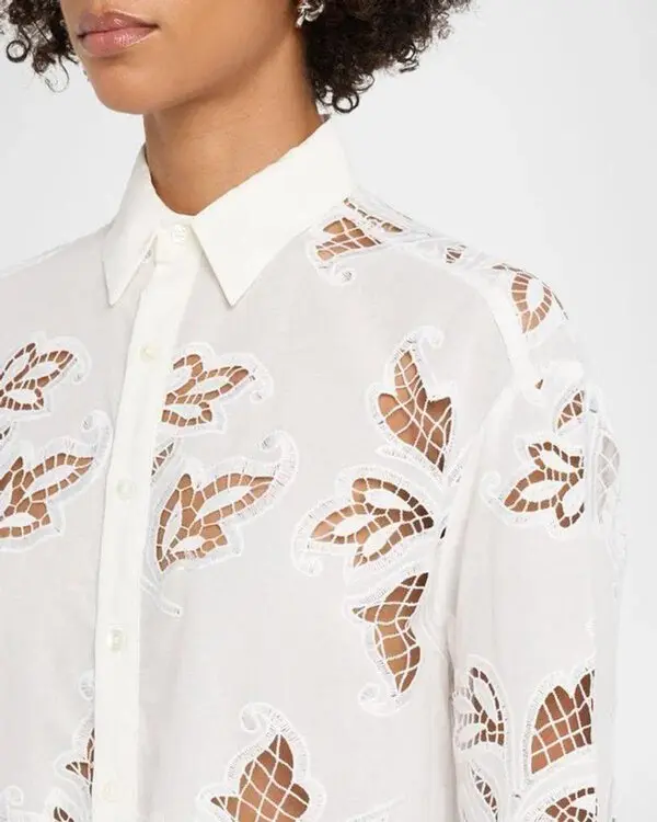 CISSA The Shorty Embroidered Button-front Shirt