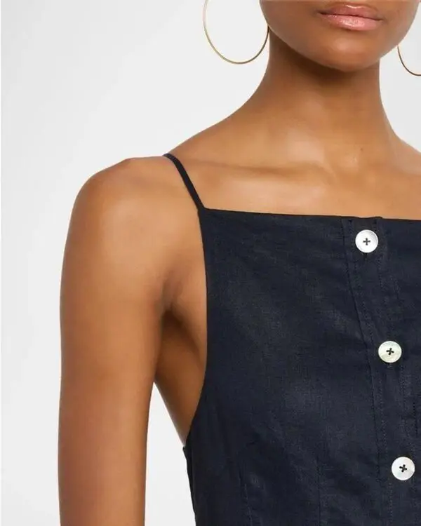 Veronica Beard Georges Linen Midi Dress - Navy