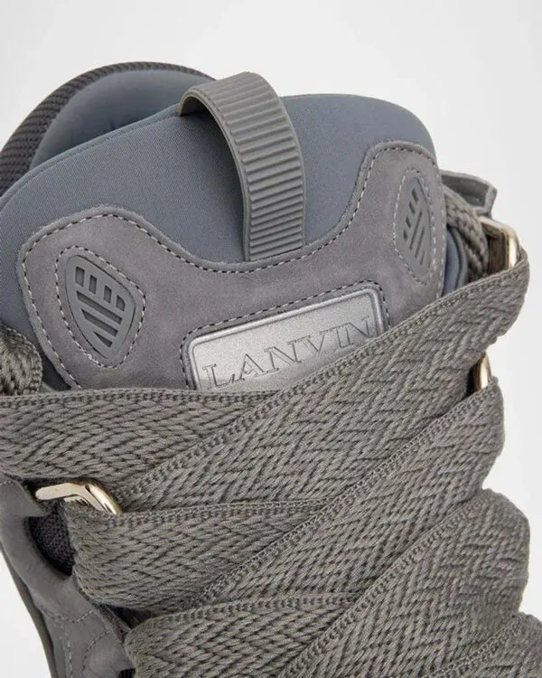 LANVIN Apos;s Curb Tonal Suede And Mesh Sneakers - Anthracite
