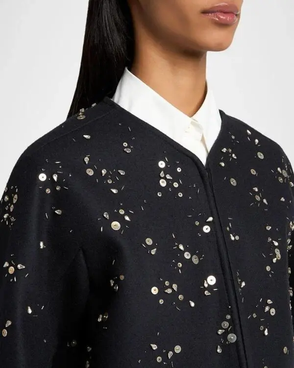 JIL SANDER Embellished Wool Zip Jacket