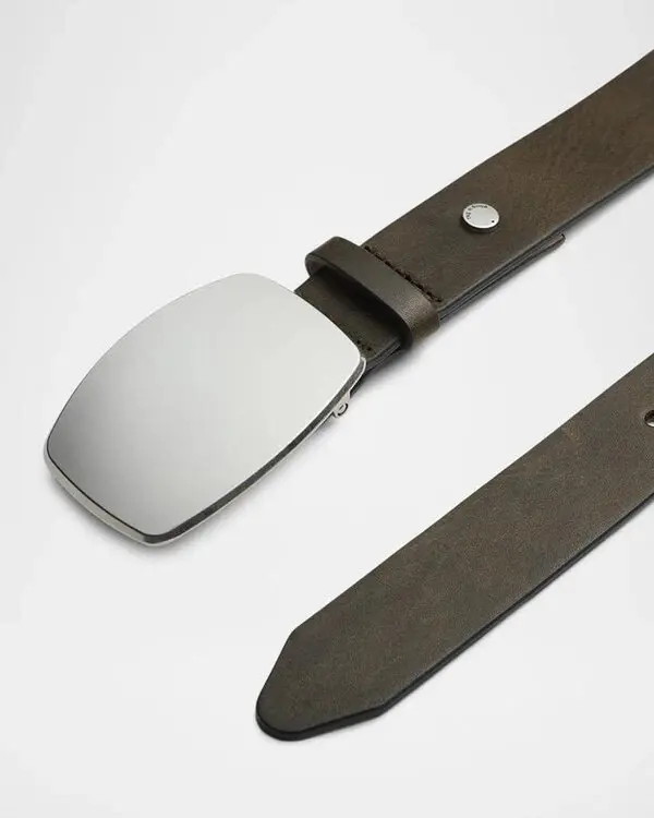 Rag & Bone Wyatt Plaque Cut-size-leather Belt