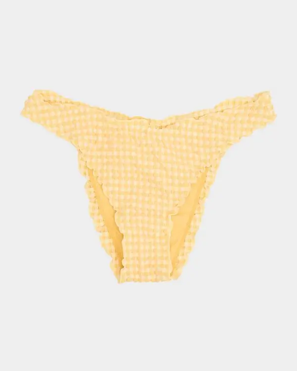 Simkhai Maelie Textured Gingham Bikini Bottoms - Mango Multi