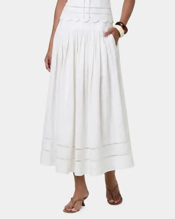 NICHOLAS Elin Linen Drop-waist Midi Skirt