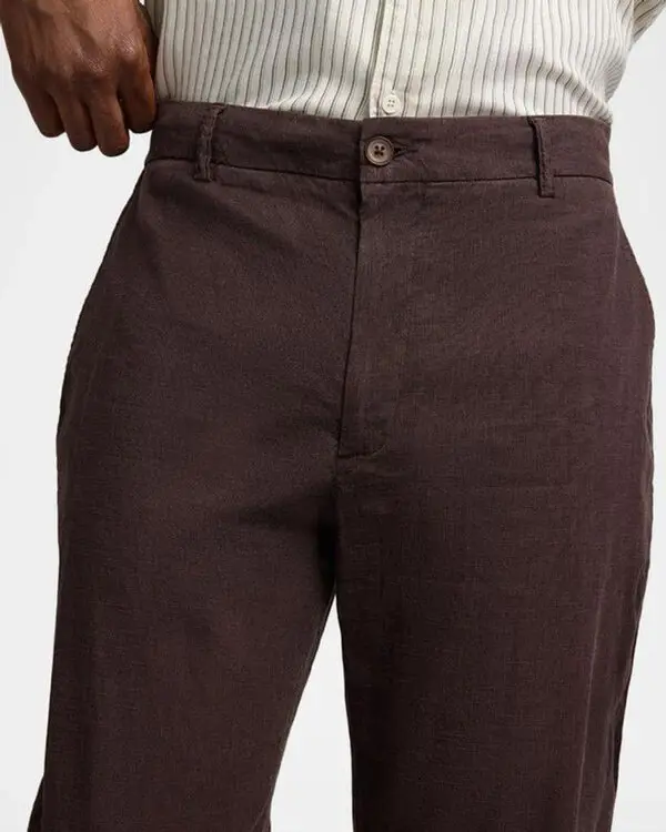Onia Apos;s Stretch Linen Flat-front Trousers - Espresso
