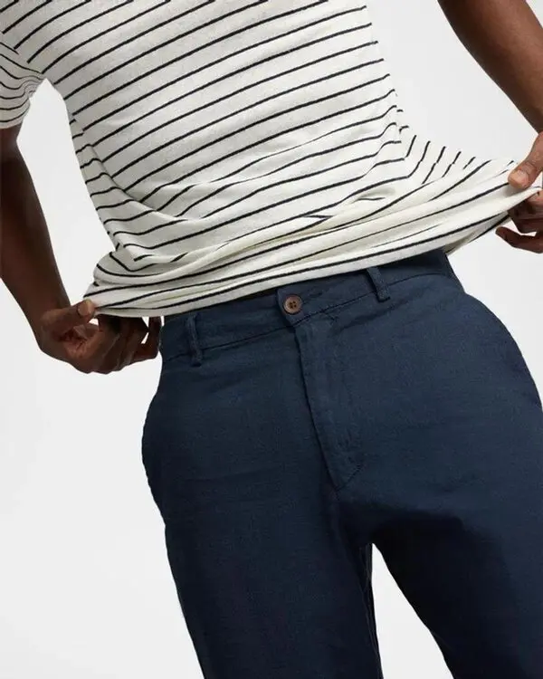 Onia Apos;s Stretch Linen Flat-front Trousers - Midnight