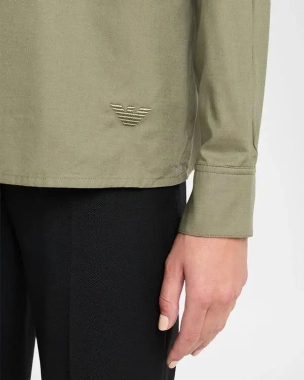 Emporio Armani Button-front Scarf Shirt - Sage