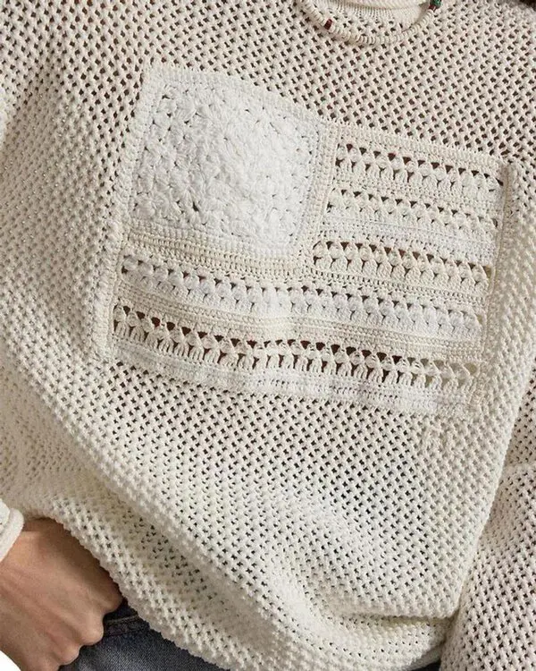 Polo Ralph Lauren Tonal Flag Pointelle Sweater