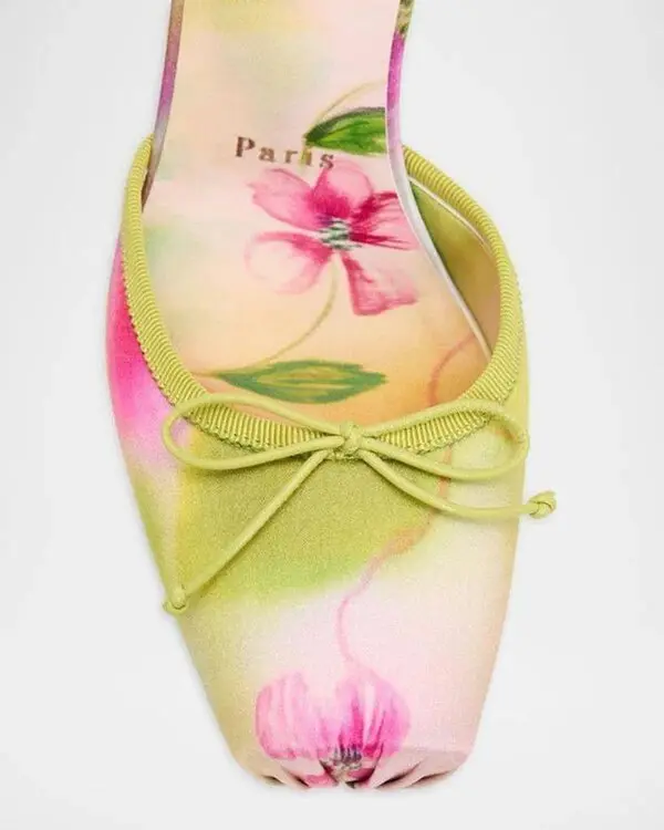 CHRISTIAN LOUBOUTIN 100mm Cassia Lace-up Printed Satin Ballet Pumps